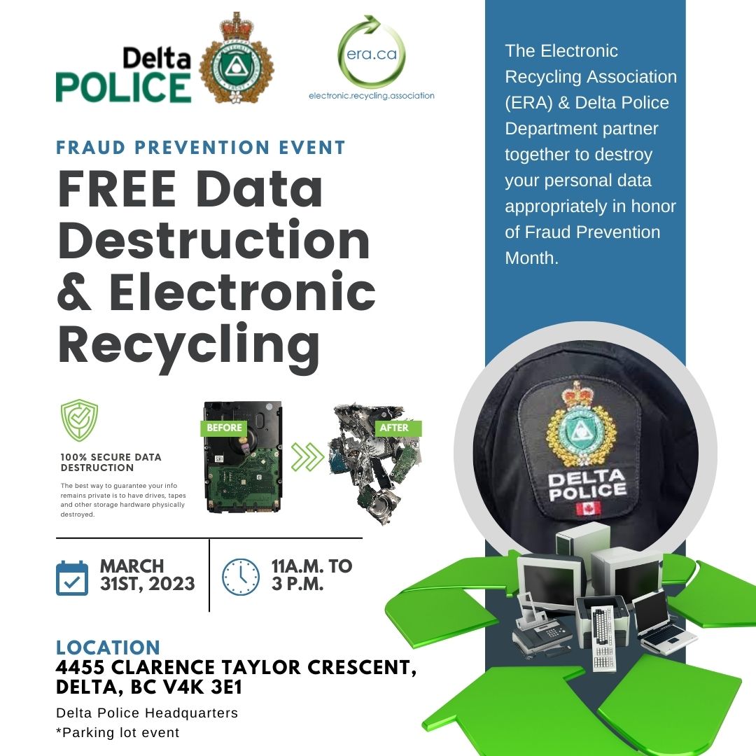 Delta Police & ERA Offer Safe Disposal Of Electronics With Sensitive Data